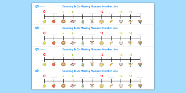 Counting in 2s Missing Numbers Number Line (teacher made)
