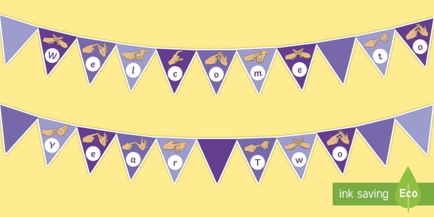 Welcome to Year Two Fingerspelling Display Bunting
