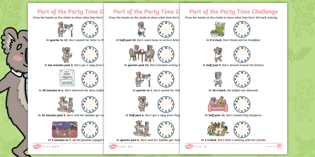 Part of the Party Time Challenges Differentiated Worksheets
