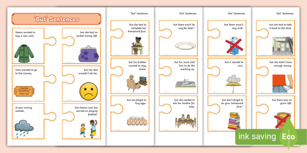 'But' Sentence Puzzles - Year 2 English - Twinkl