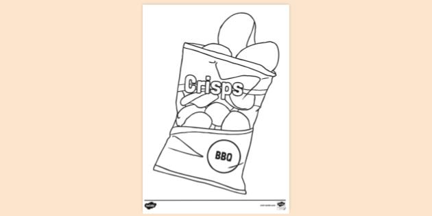 Pack of Crisps Colouring Sheet - Twinkl Resources