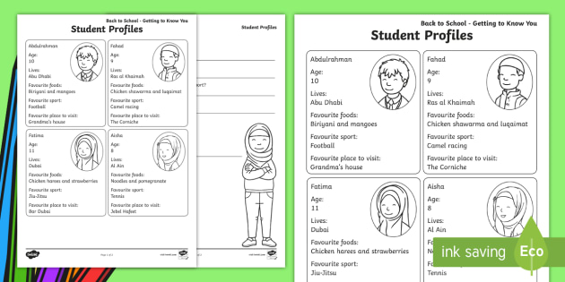 Getting to Know You Student Profile Activity