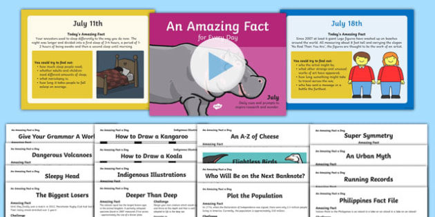 An Amazing Fact a Day July PowerPoint and Worksheet / Worksheets Pack,