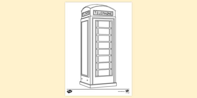 FREE! - Red Phone Box Colouring Sheet (teacher made)