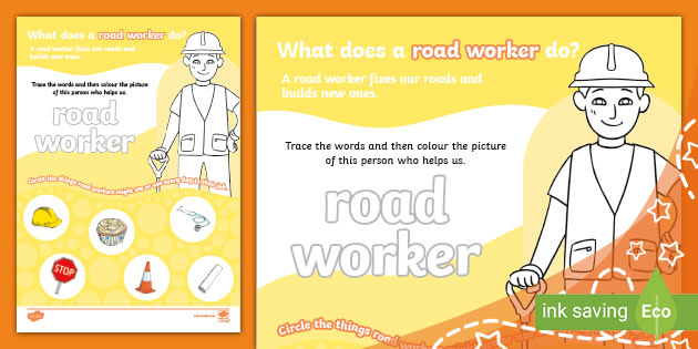 What Does a Road Worker Do? Activity Sheet (teacher made)