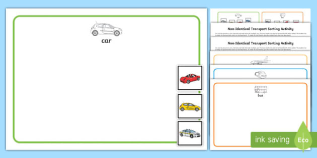 Workstation Pack: Non Identical Transport Sorting Activity Pack