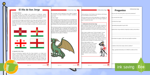Comprensión lectora: El día de San Jorge (teacher made)