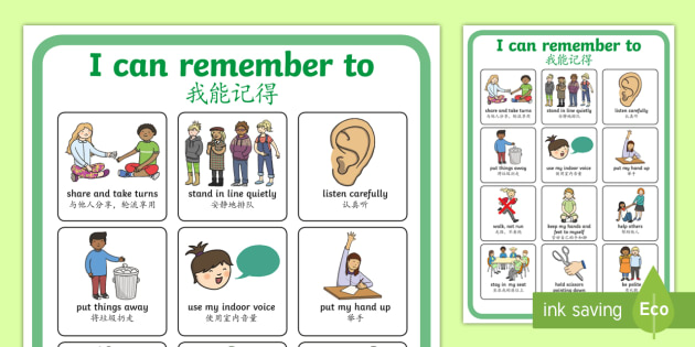 Good Manners Display Poster English/Mandarin Chinese