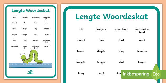 Lengte Woordeskat Plakkaat (teacher made)