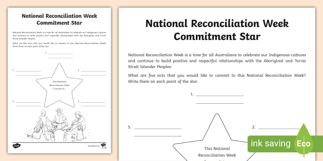 Reconciliation Week Commitment Worksheet | Year 3-6