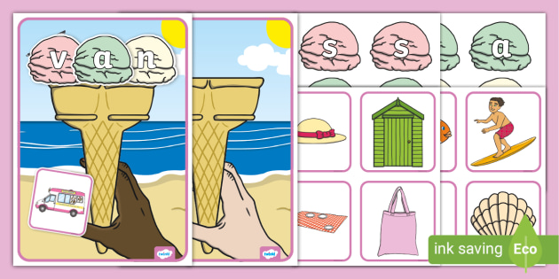 Phase 2 and 3 Ice Cream Word Building Activity