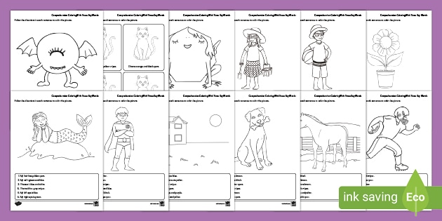 Comprehension Coloring With Three Key Words Activity