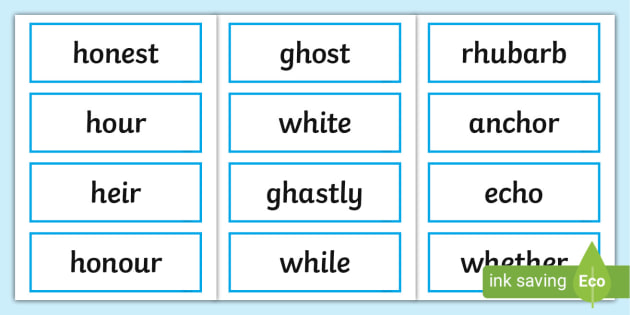 Silent h Word Cards (teacher made)