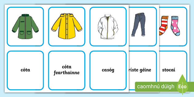 Clothing Matching Flashcards Gaeilge (teacher made)
