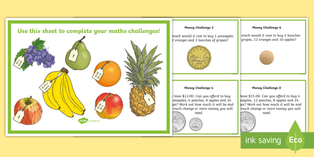 Math Money Problems Challenge Cards (teacher made)