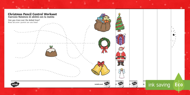 Christmas Pencil Control Worksheets | twinkl.co.uk
