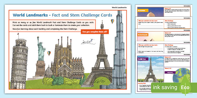 FREE! - World Landmarks - STEM Challenge Cards