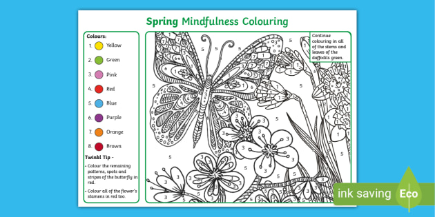 FREE! - Spring Mindfulness Colour by Number (teacher made)