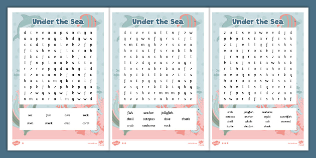 Under the Sea Word Searches | twinkl.com.au