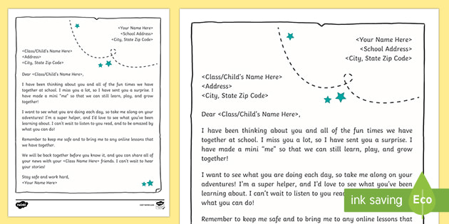 Flat Teacher Letter to Students (teacher made)