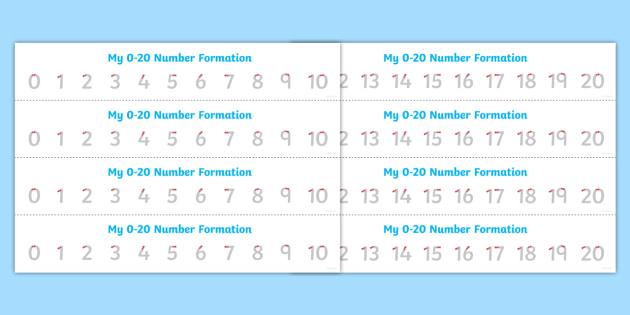 Number Formation Strips 0 to 20