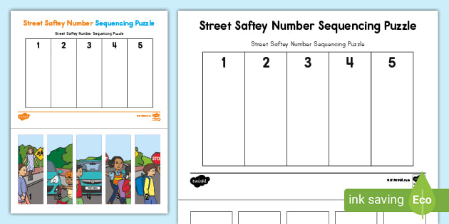 Street Safety 1-5 Number Sequencing Puzzle (teacher made)