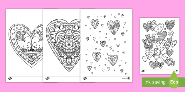 Heart Mindfulness Coloring Activity - hearts, Valentine's Day