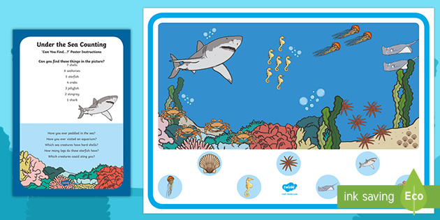 Under the Sea Counting Can You Find...? Poster and Prompt Card Pack