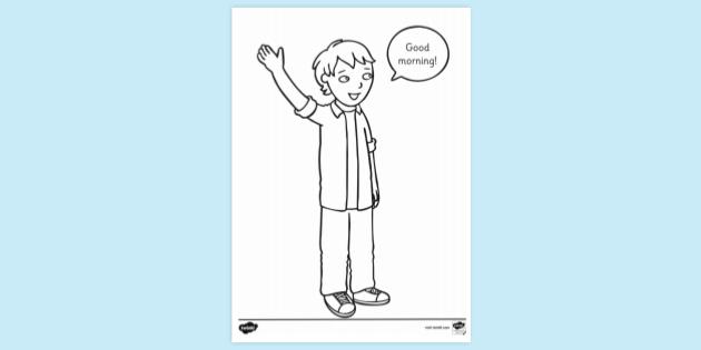FREE! - Child Speaking In The Right Tone Eyes Open Colouring Sheet