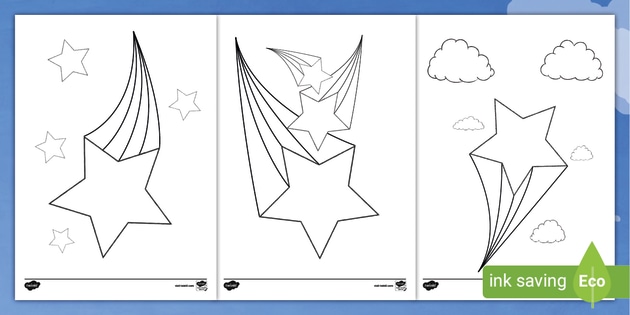 FREE! - Shooting Star in Sky Colouring Sheet | Activity | Twinkl