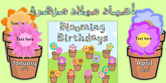 Blooming Birthdays Flower Display Pack Arabic Translation