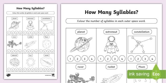 How Many Syllables? Outer Space Activity Sheet | Twinkl