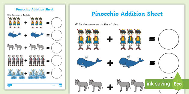 Pinocchio Addition Sheet (teacher made)