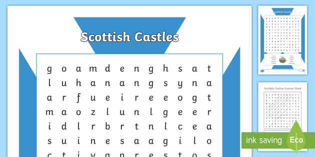 Scottish Word Search - Castles in Scotland - CfE Resource