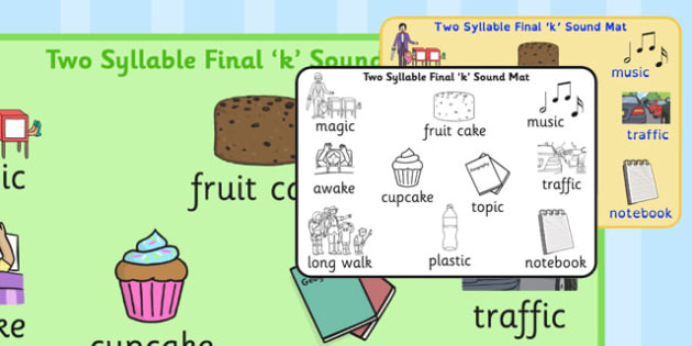 Two Syllable Final K Sound Word Mat 2 Teacher Made
