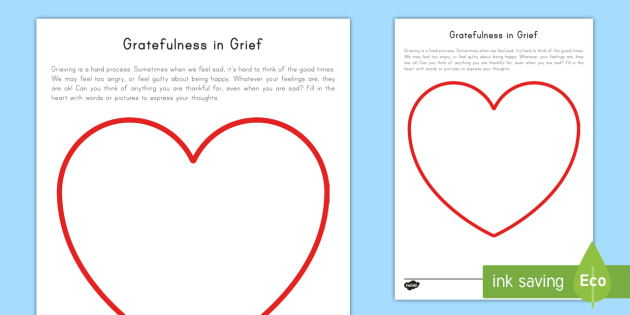 Gratefulness in Grief Worksheet