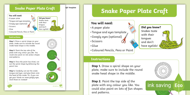 FREE! - Paper Plate Snake Craft Activity (teacher made)