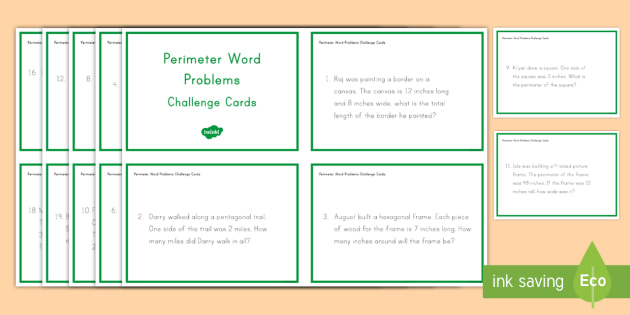 Perimeter Word Problems Challenge Cards (teacher made)