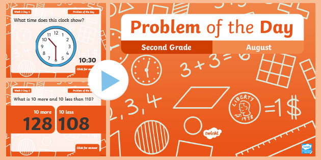 Second Grade Math Problem of the Day - August PowerPoint