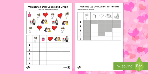 Valentine's Day Count and Graph Worksheet / Worksheet