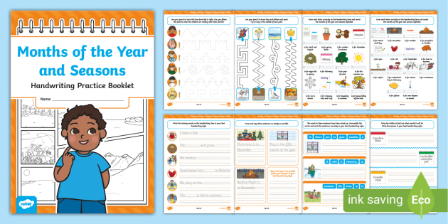 EYFS/KS1 Months of the Year & Seasons Handwriting Booklet