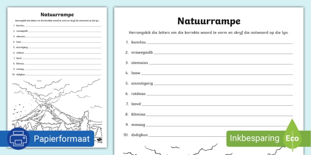 Natuurrampe Woordskommel (Teacher-Made)