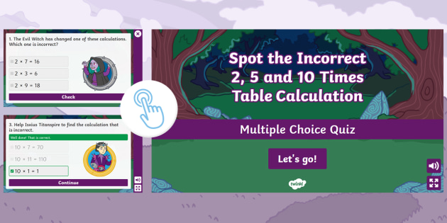 2 5 10 Times Tables Online Quiz Multiple Choice (Arithmagic)