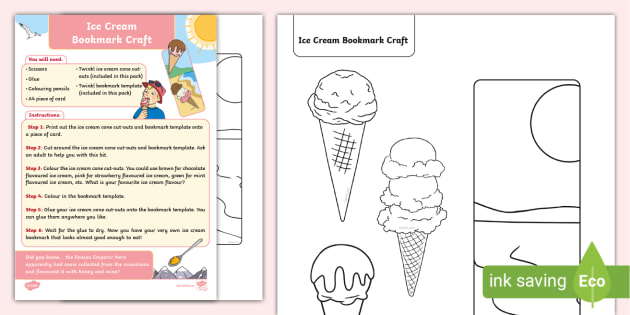 FREE! - Ice Cream Bookmark Craft (teacher made)