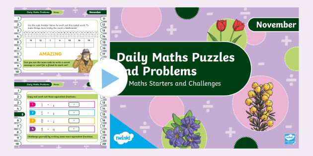 FREE! - November Year 3/4 Maths Puzzle and Problem Starters