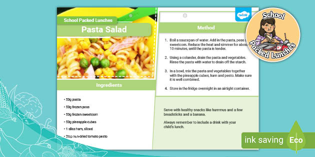 Pasta Salad - Healthy School Packed Lunch | Twinkl Yum