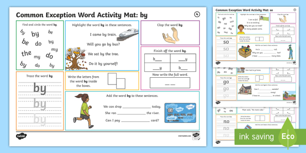 Year 1 Common Exception Word Activity Mat Pack 4