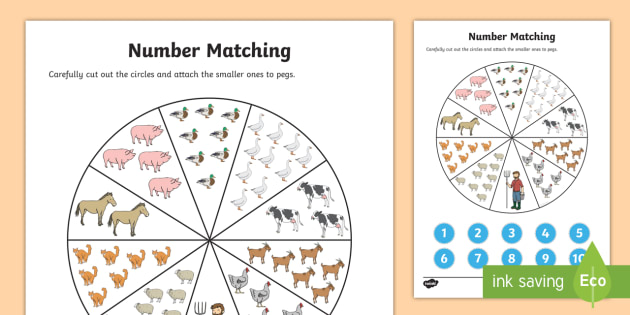 Number Matching Pegs Activity Farm Themed (teacher made)