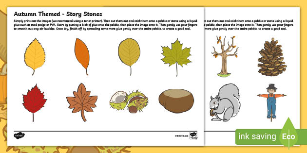 Autumn-Themed Story Stone Image Cut Outs (teacher made)