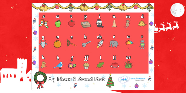 Christmas Themed Phase 2 Sound Mat - christmas, phase 2, phase two, sound